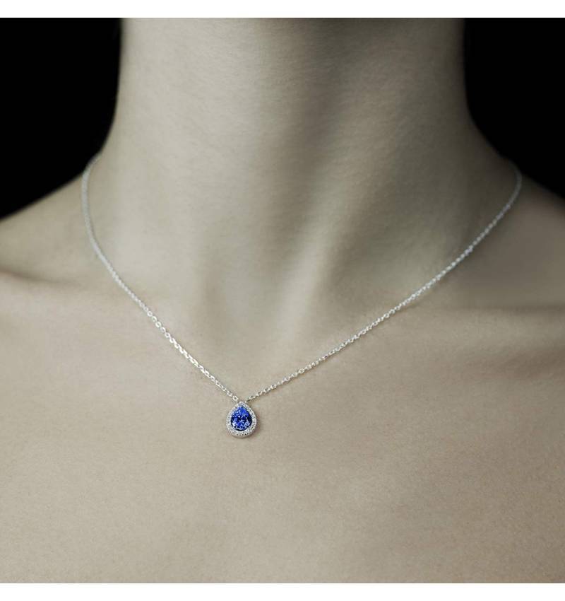 Pendentif saphir bleu poire Soleil