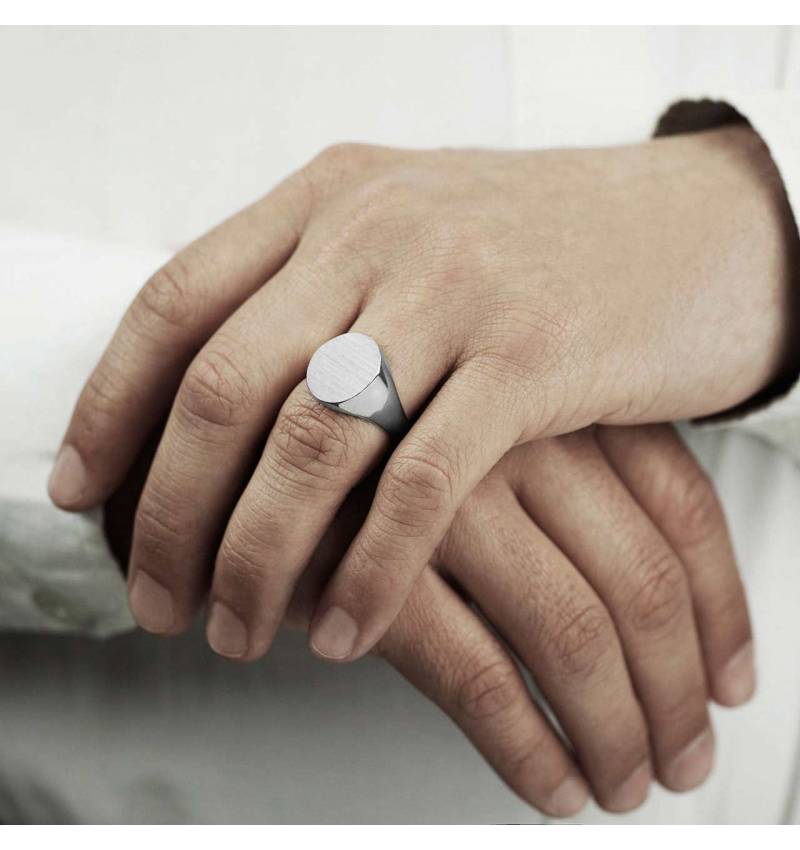 Chevalière or blanc Tonneau Homme