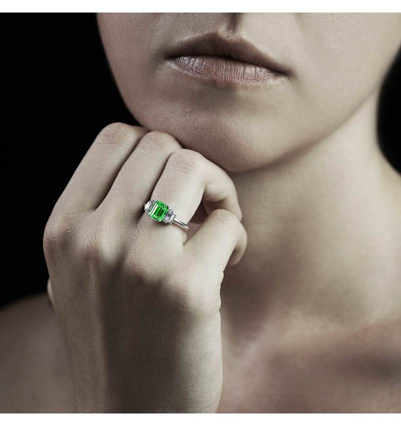 Bague émeraude sur mesure or et platine