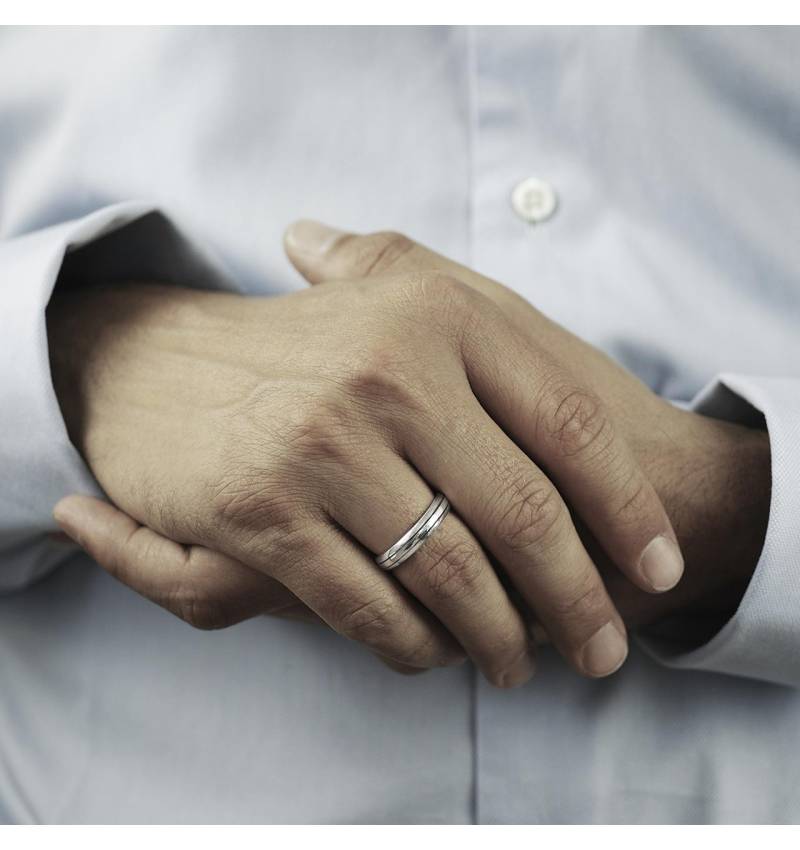 Alliance homme or et laque Roman Double anneau